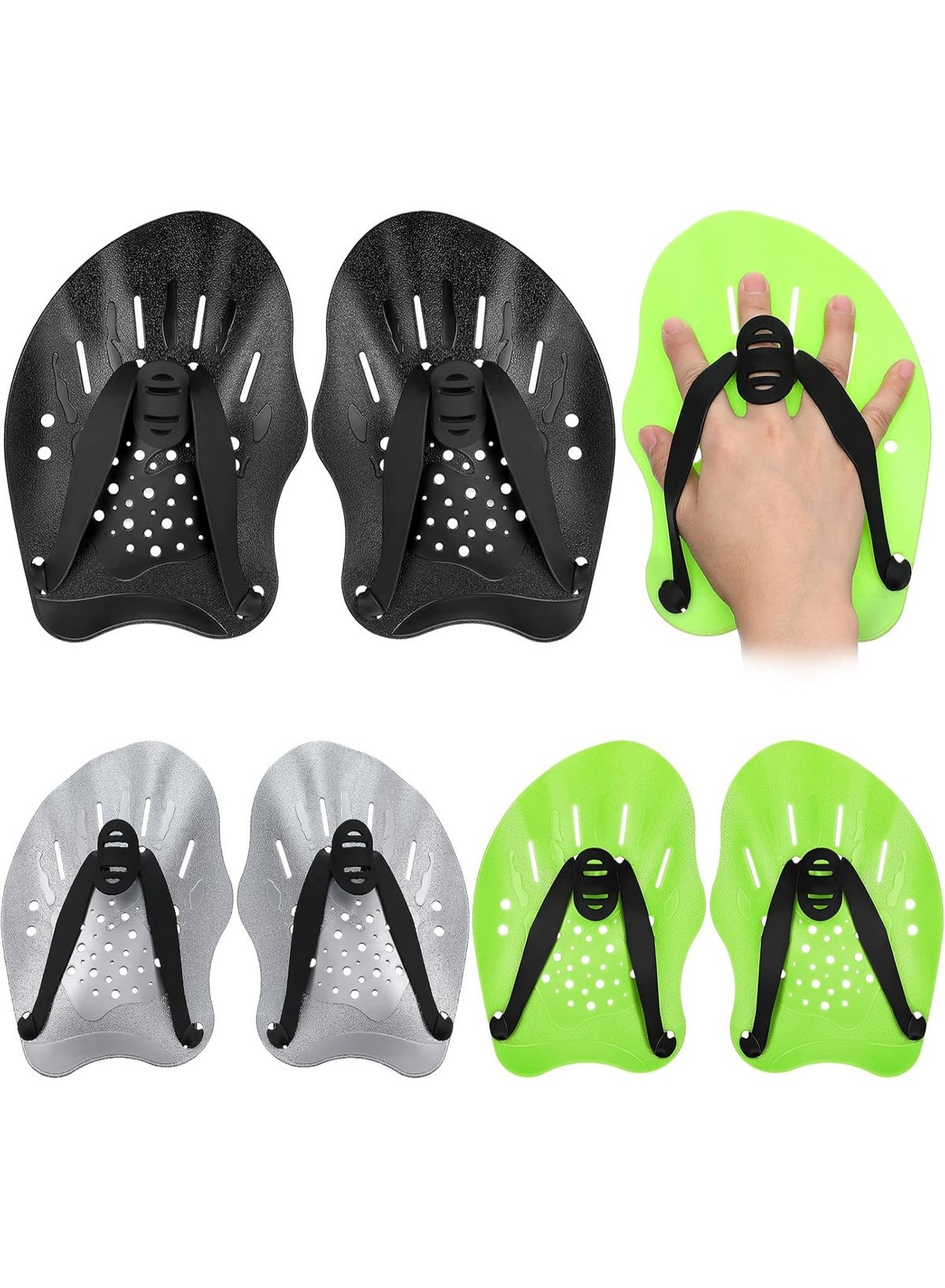 Soofam 3 Pairs Swim Paddle Hand, Swim Training Paddle Adjustable Diving ...