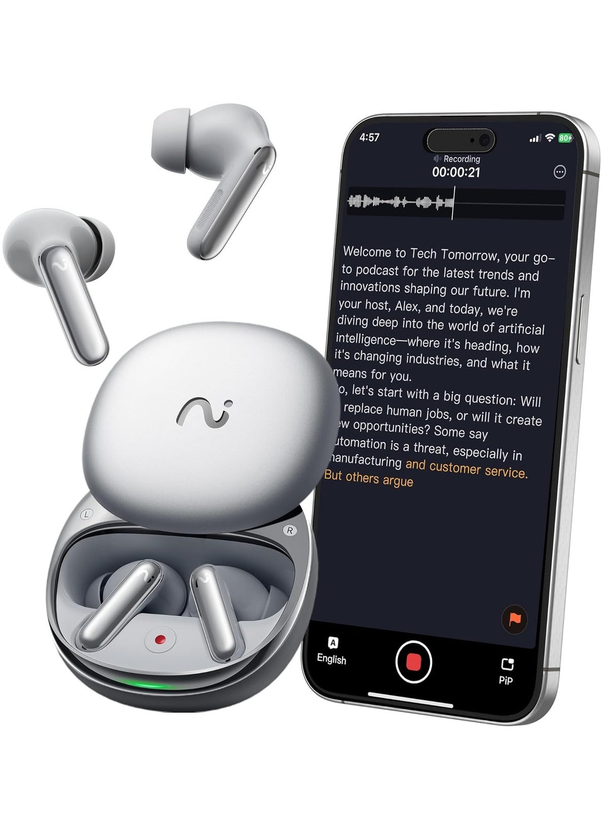 Viaim Viaim RecDot Wireless AI Conference Earbuds with Live ...