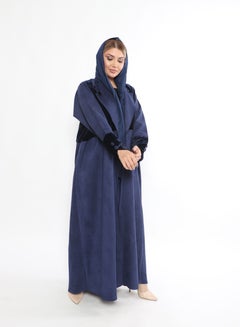 MyesuQ ًWinter Abaya in Blue Color Made from Shamwa Fabric with Makhmal ...