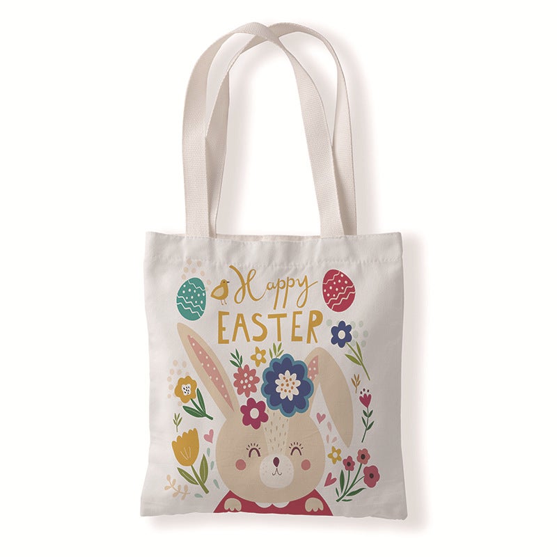 Generic Easter Geometric Bunny Canvas Bag Material Shoulder Bag Student ...