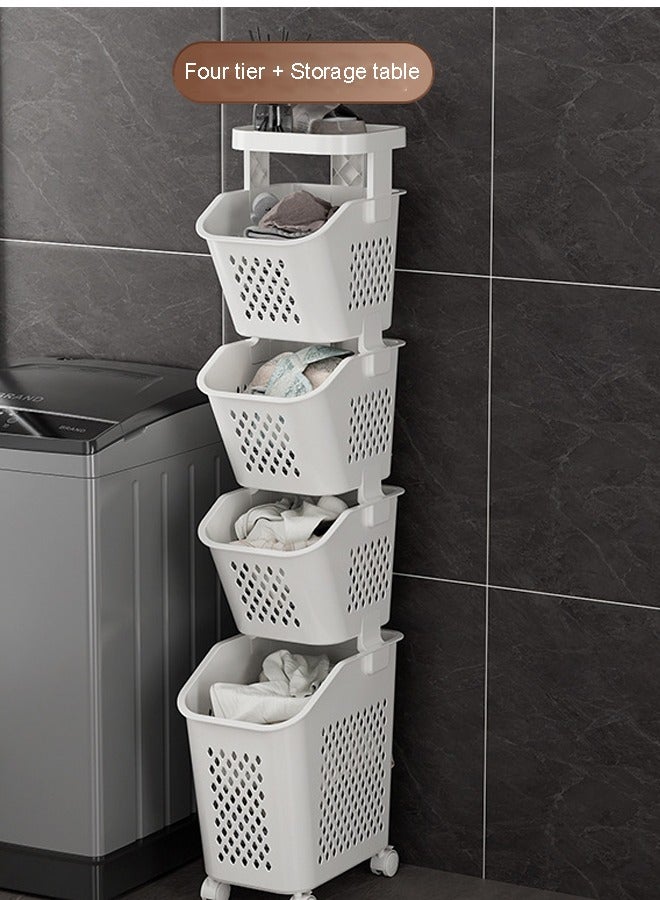 NKX Modern 4 Layers Storage Organizer with Wheels And Storage Table ...