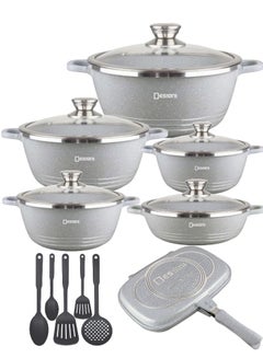 DESSINI 16 Pieces Combo Granite Cookware Set Includes 36cm Double Grill ...