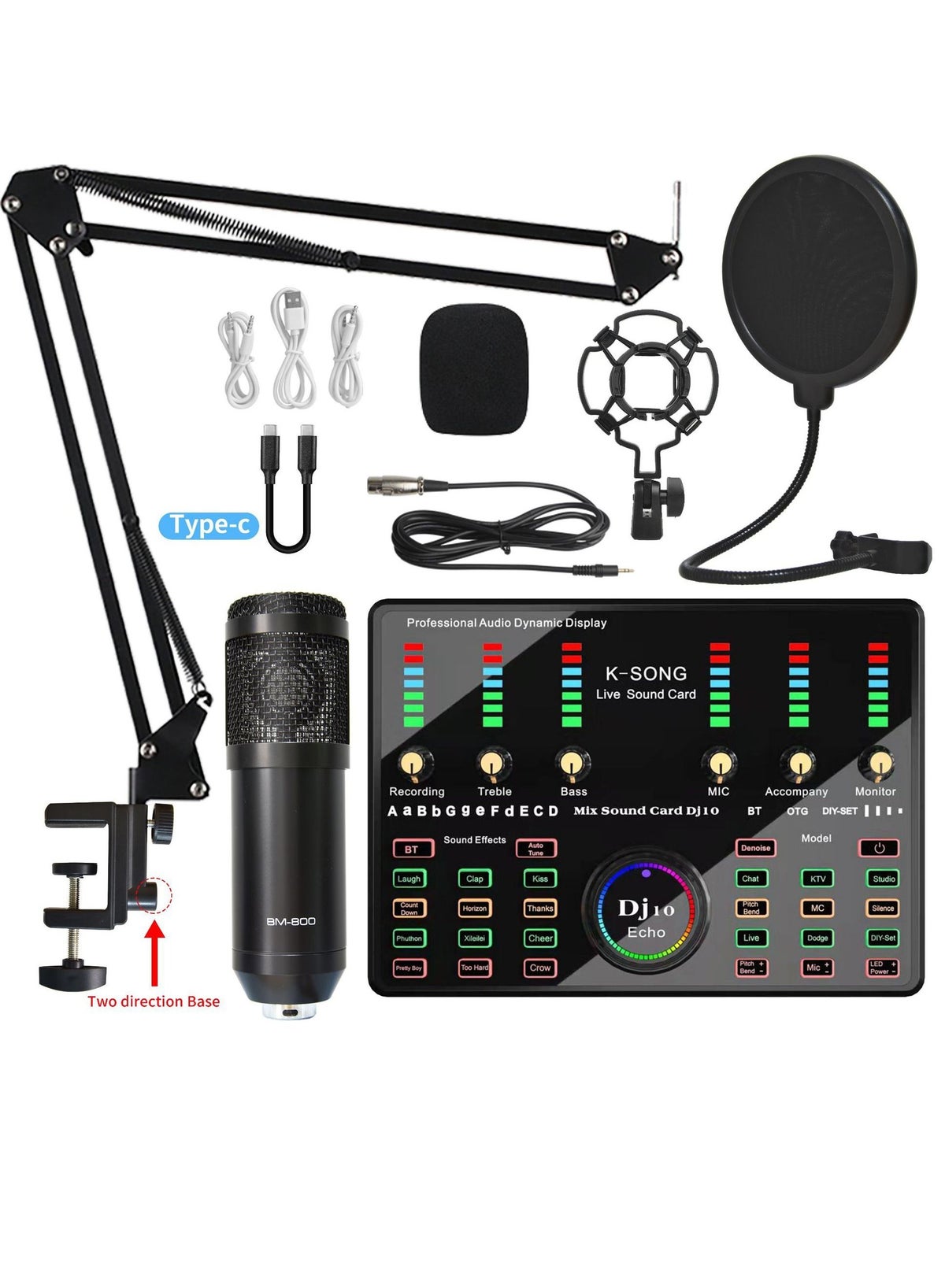 Sunbmebge Podcast Equipment Set/With Integrated Sound Card Mixer ...