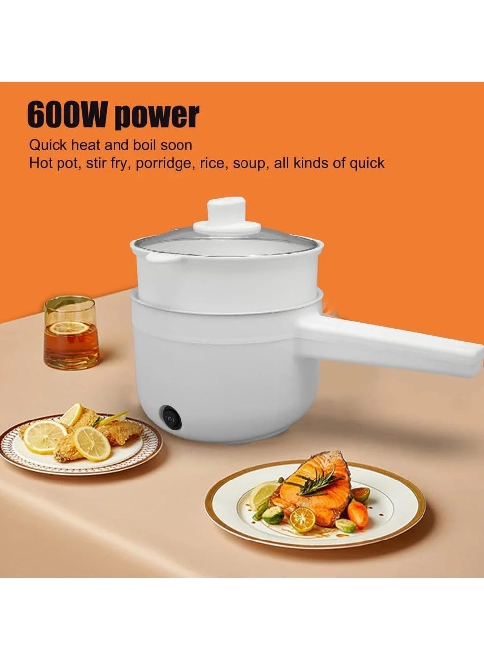 Denx 2L Electric Hot Pot with Steamer and Temperature Control Non Stick ...