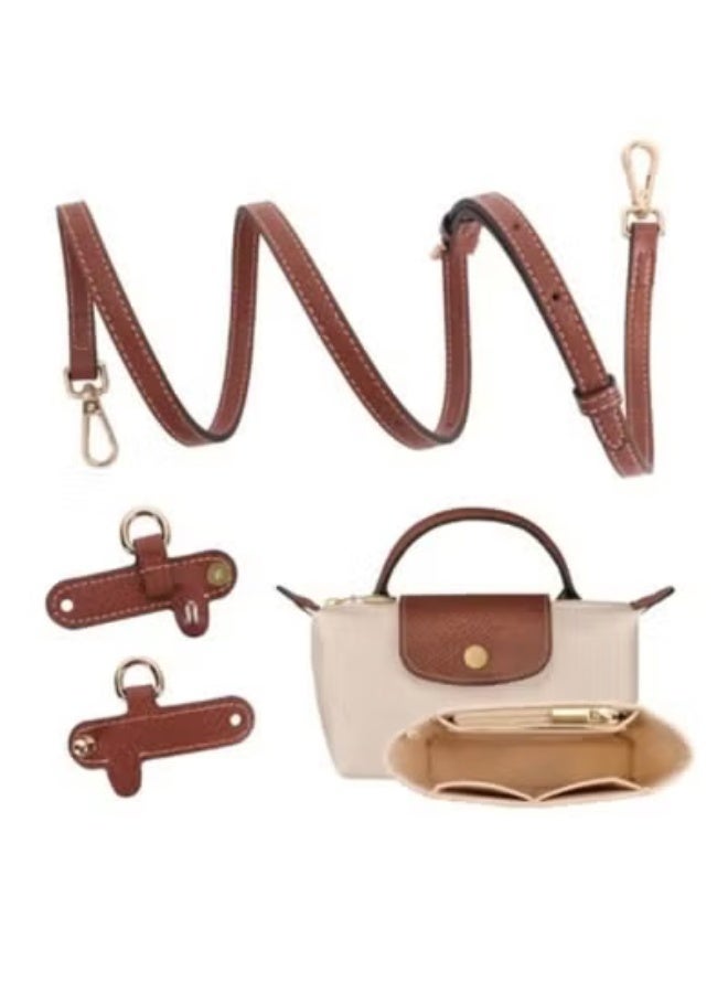 OSHIMA Leather Brown Crossbody Strap and Felt, Bag Organizer, Insert ...