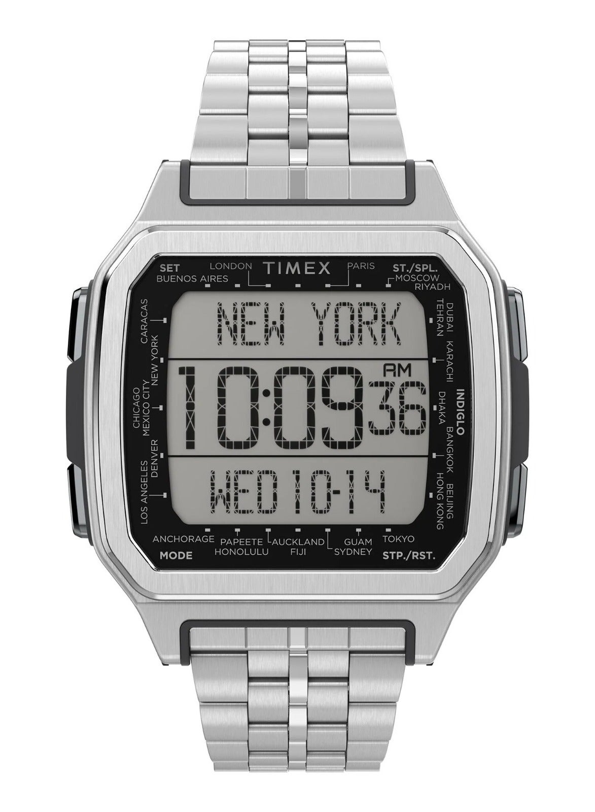 TIMEX Timex Resin Digital Men's Watch With Silver Stainless Steel ...