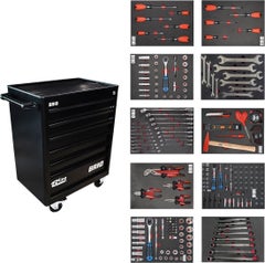Brio Movable Wheeled Tool Cabinet Tool Trolley 6 Drawers Lockable XL ...
