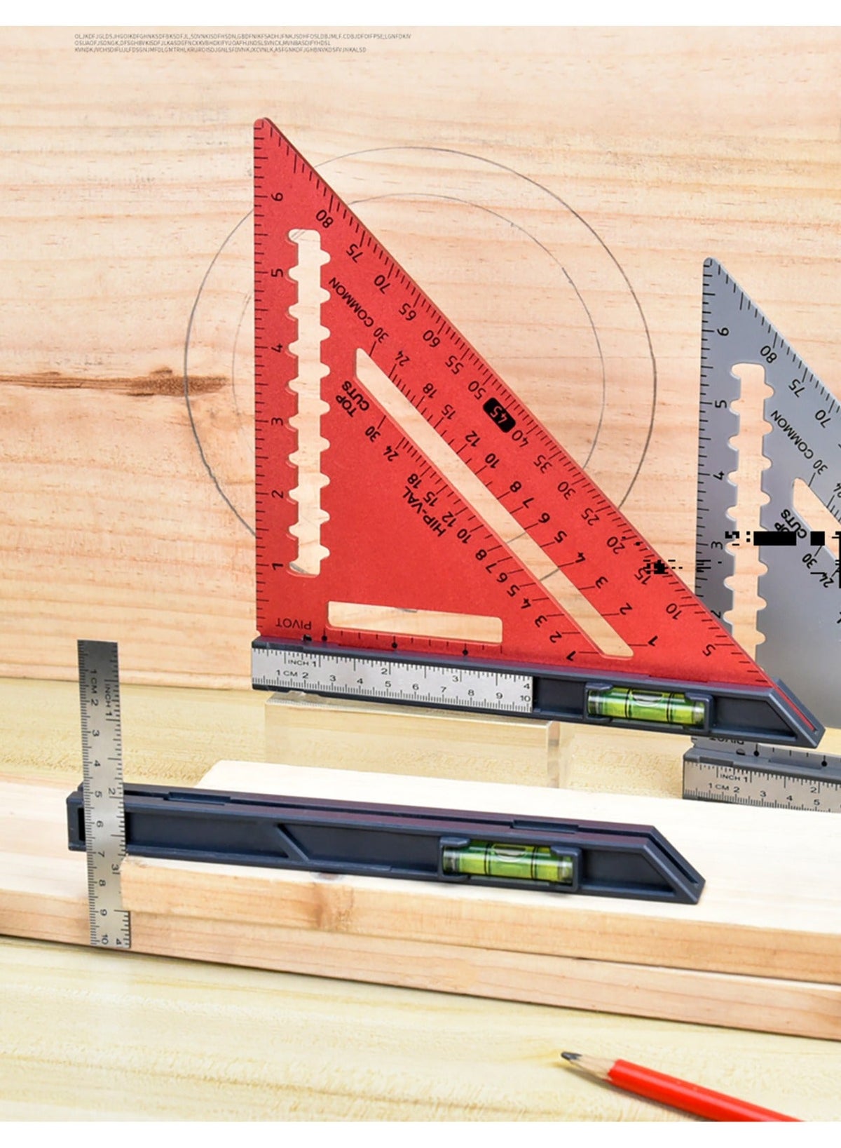 ELIKLIV 7 inch red triangle ruler, high precision aluminum alloy ...