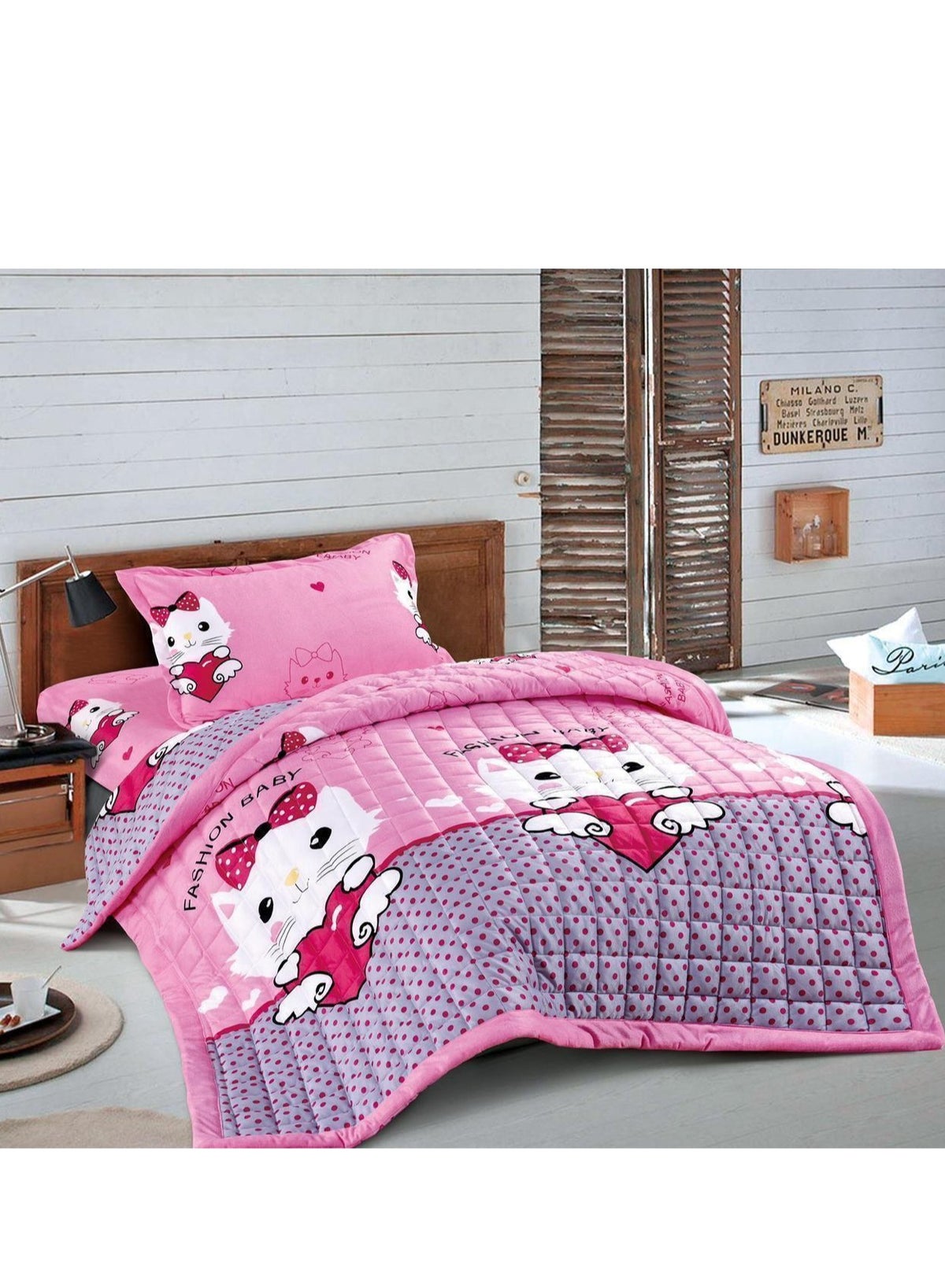 MingLi 3 Pieces Winter Quilt Set Kids Cartoon Soft Velvet Compressed ...