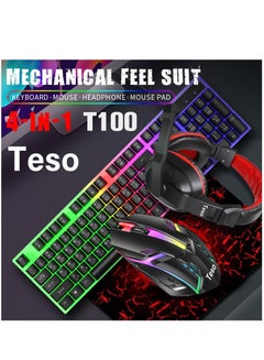 Teso Tissot T100 black keyboard + mouse + headset + mousepad set KSA ...