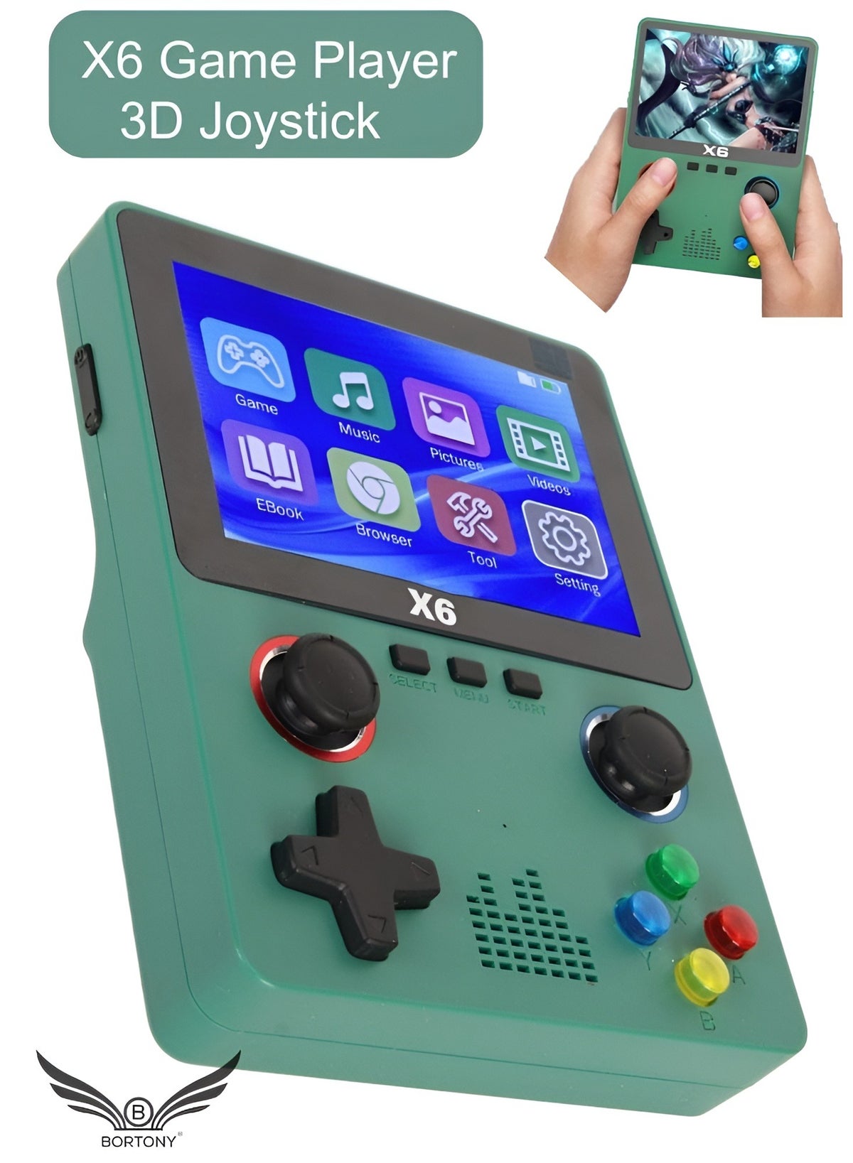 BORTONY Game Controller Handheld Game Console X6 Retro Game Console ...