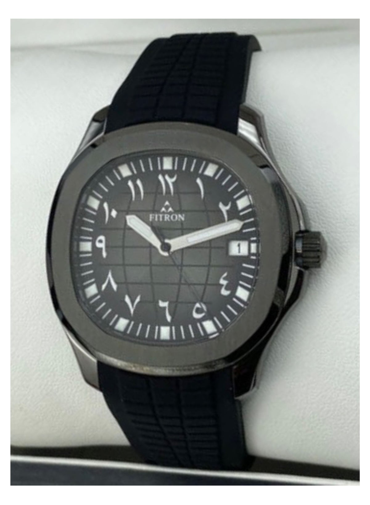 Fitron Men’s Wrist Watch with Black Rubber Strap, Black Stainless Steel ...