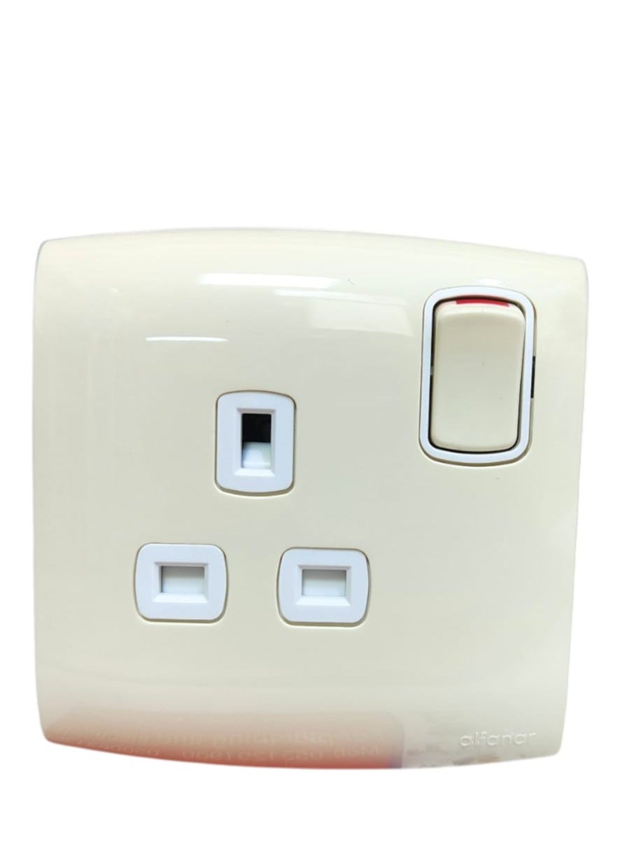 alfanar Alfanar 13A 3-Pin Electrical Wall Socket with Switch – Beige ...