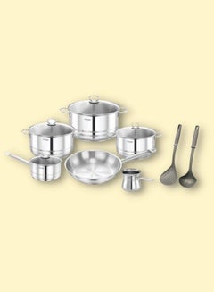 Prestige 12-Piece Stainless Steel Cookware Set Induction Capsule Bottom ...