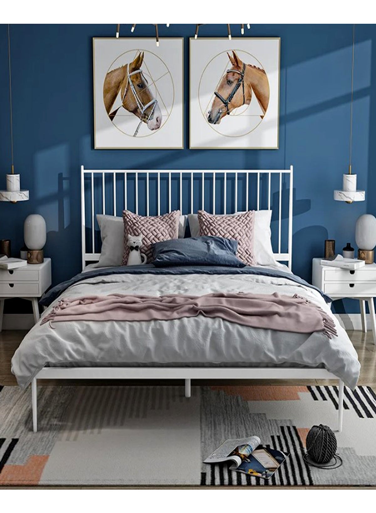 Generic Bed Frame with Antique Headboard Steel Bed Base 140*200 CM ...