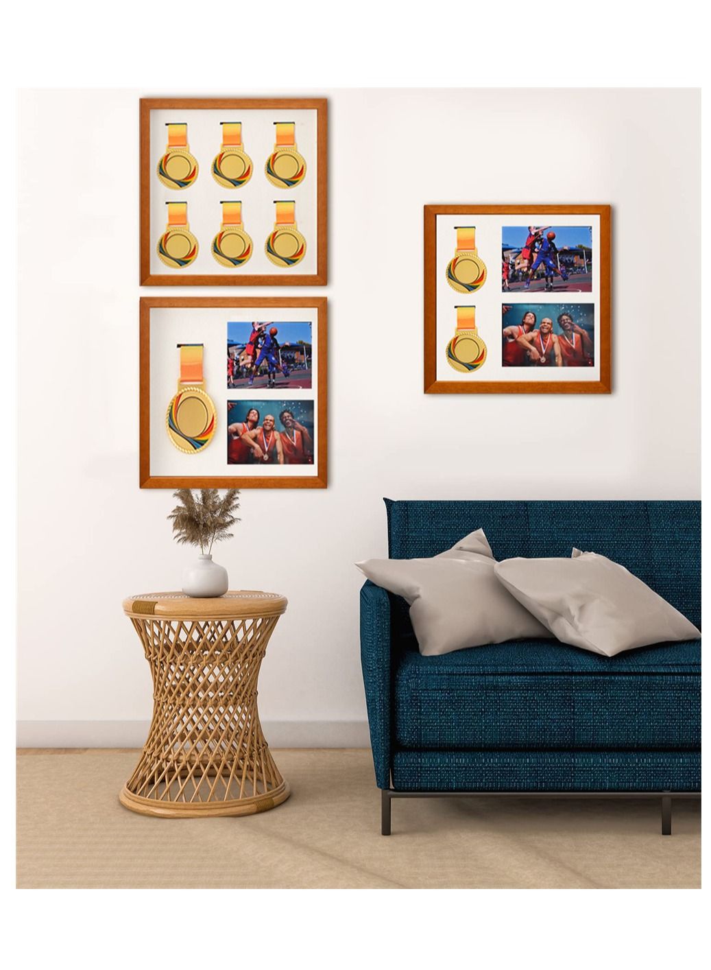 Y&D Solid Wood Sport Medal Display Frame, Photo Perfect for Marathon ...