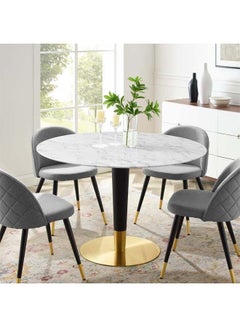 Taimi Artificial Marble Dining Table Gold White 60 X 60 X 75 KSA ...