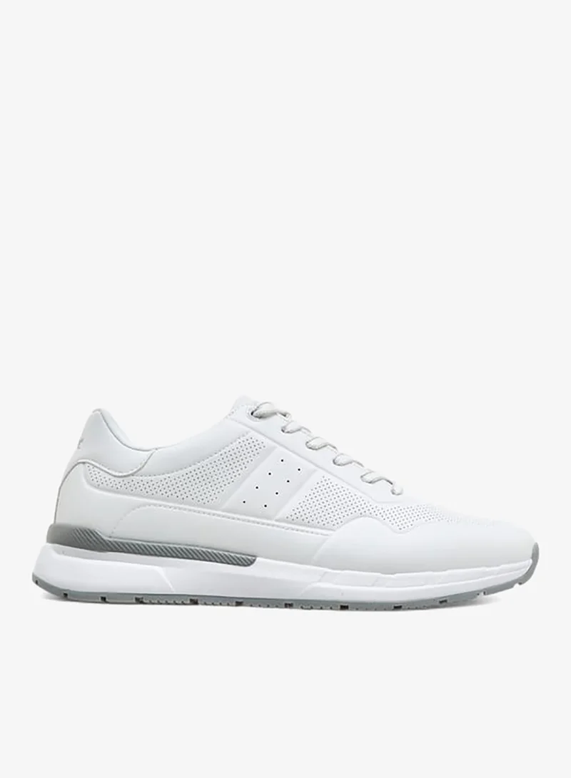 Lee Cooper WHITE Men's Perforated Detail Lace-Up Sneakers for Men ...