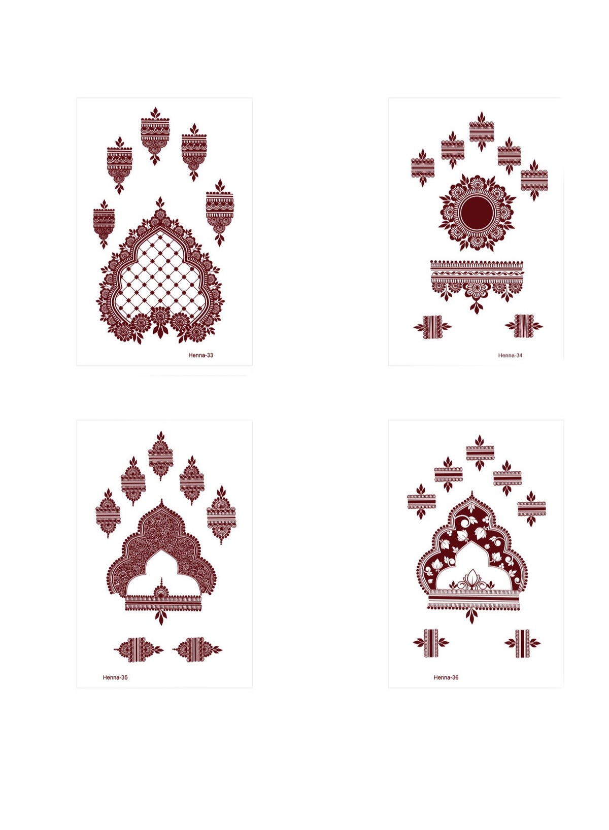 Generic 4 Sheets Geometric Waterproof Temporary Tattoo Stickers Henna ...