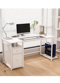 JANTENS Computer Desk with Drawer Office Desk with Host Holding Writing ...