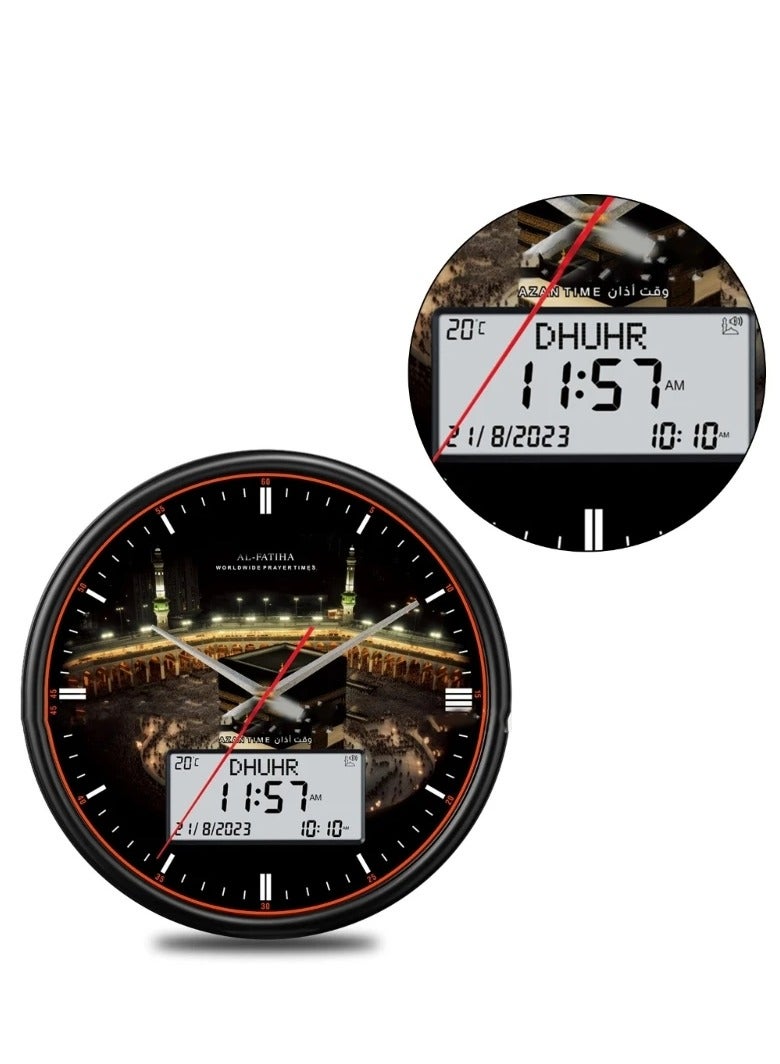 AL-FATIHA Digital-Analog Athan Muslim Clock with White Screen Clear ...