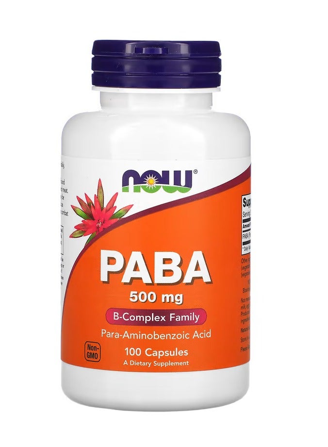now now PABA, 500 mg, 100 Capsules | Best Price KSA | Riyadh, Jeddah