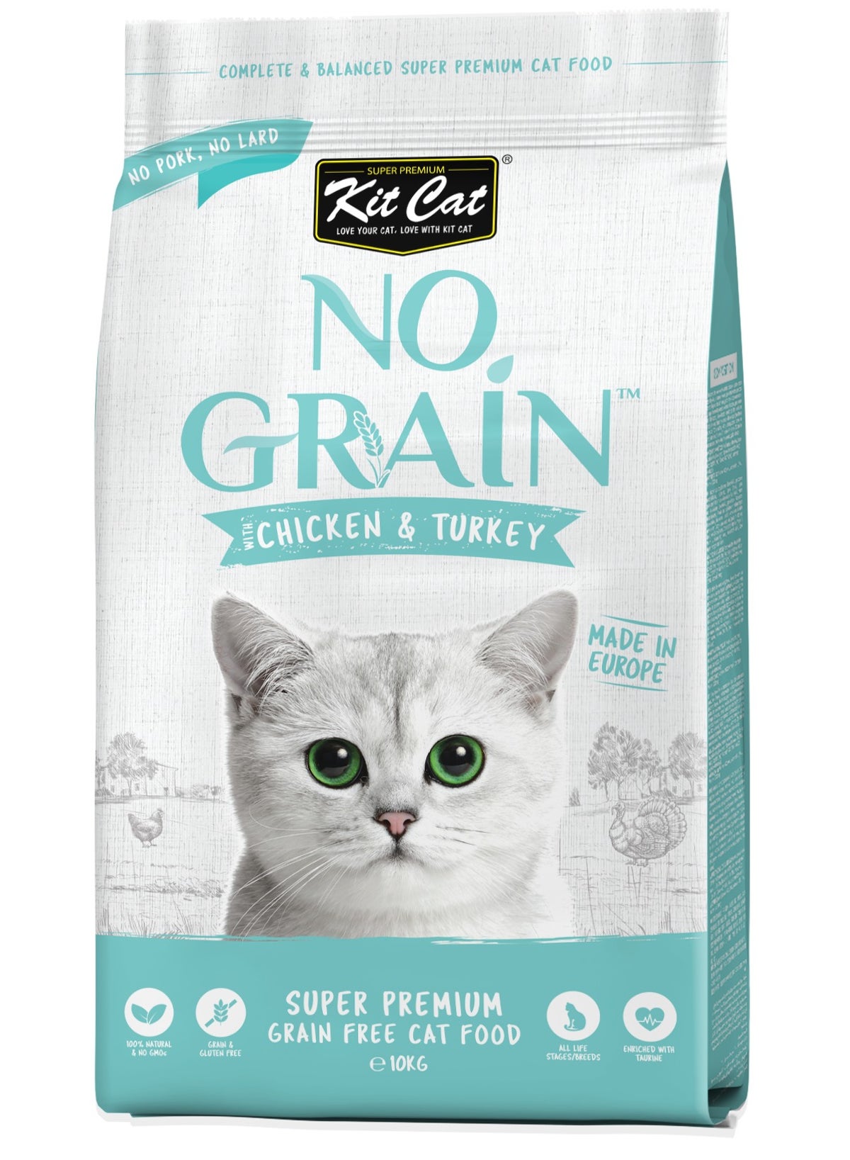 Kit Cat Kit Cat No Grain With Chicken and Turkey Dry Cat Food ( 10kg ...