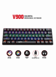 تسوق HXSJ وV900 Wired Compact Mechanical Keyboard Black أونلاين في السعودية