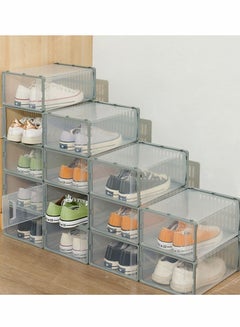 HomarKet 6 Packs Shoe Organizer Storage Boxes Clear Plastic Stackable ...