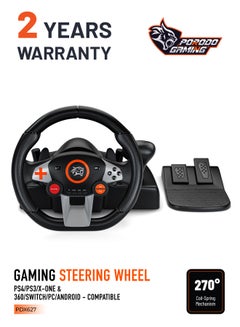 porodo Gaming Driving Force Racing Wheel 7in1 Steering Wheel with ...