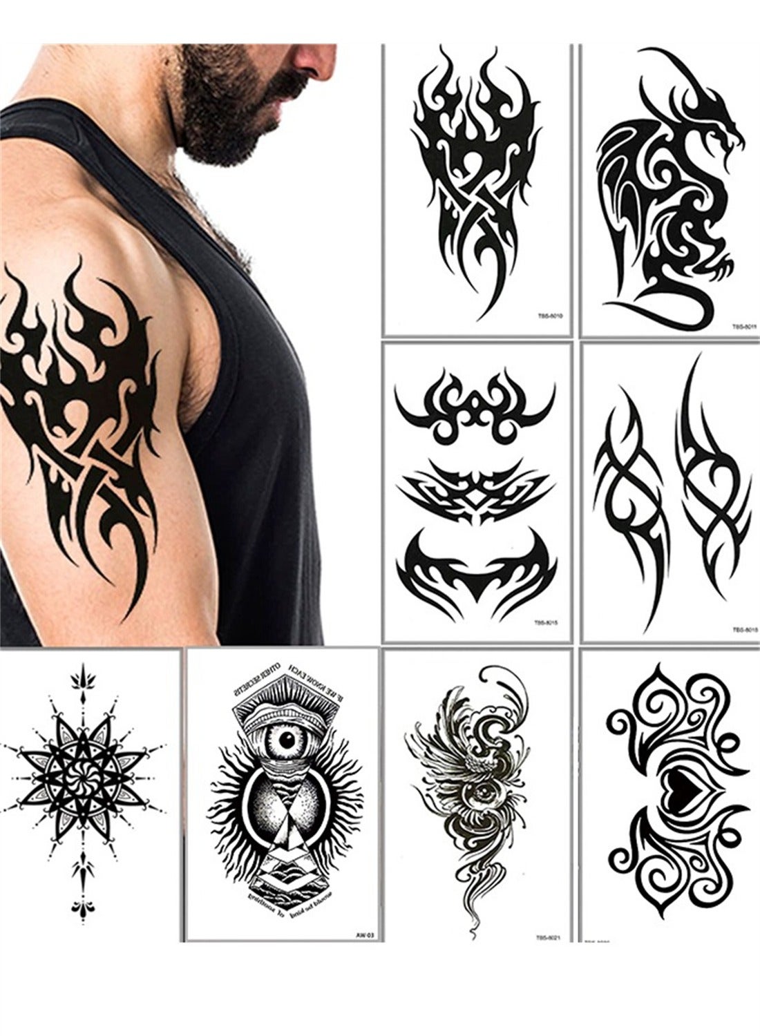 Generic Temporary Tattoos Stickers, Body Arm Chest Shoulder Tattoos for ...