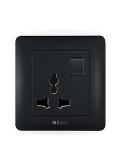 milano Single Universal Socket Made With Polypropylene Colored In Piano Black Electrical ...