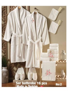 Generic 16-Piece Turkish Terry Cotton Couple/Family Bathrobe Set Bridal ...