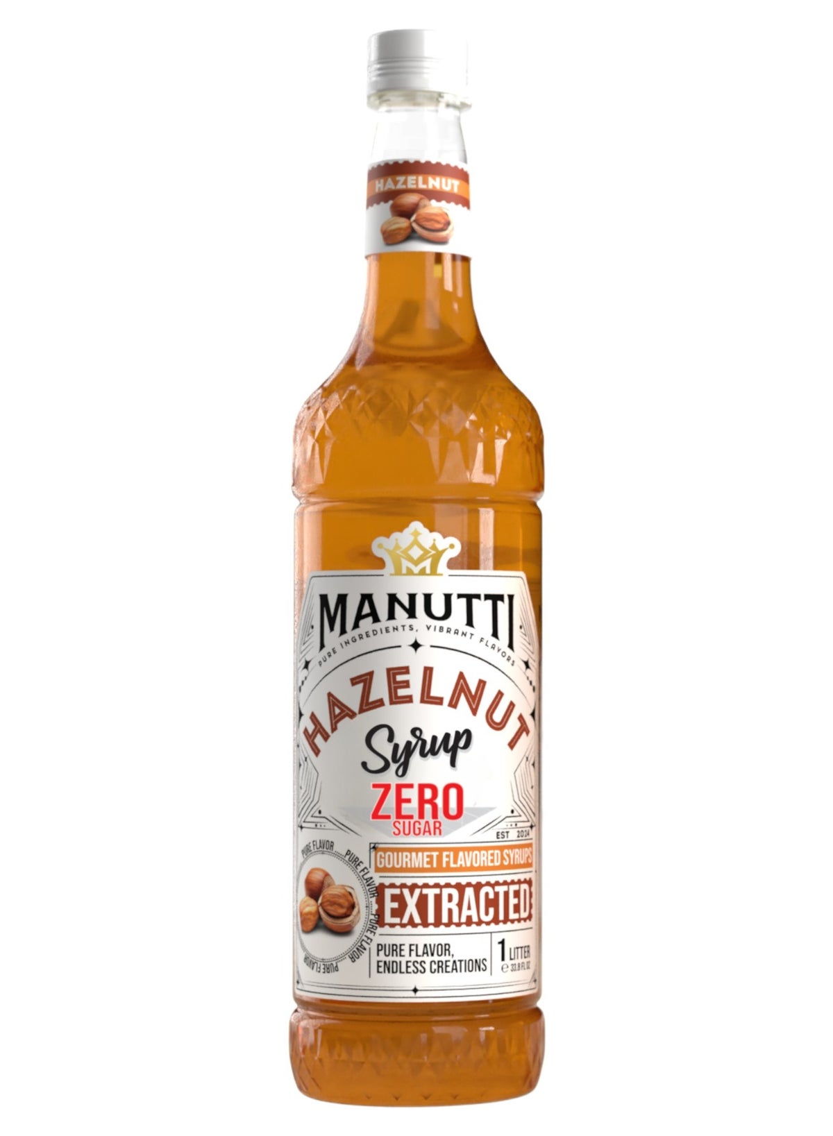 Manutti Hazelnut Syrup ZERO SUGAR 1 Liters | Best Price Egypt | Cairo, Giza