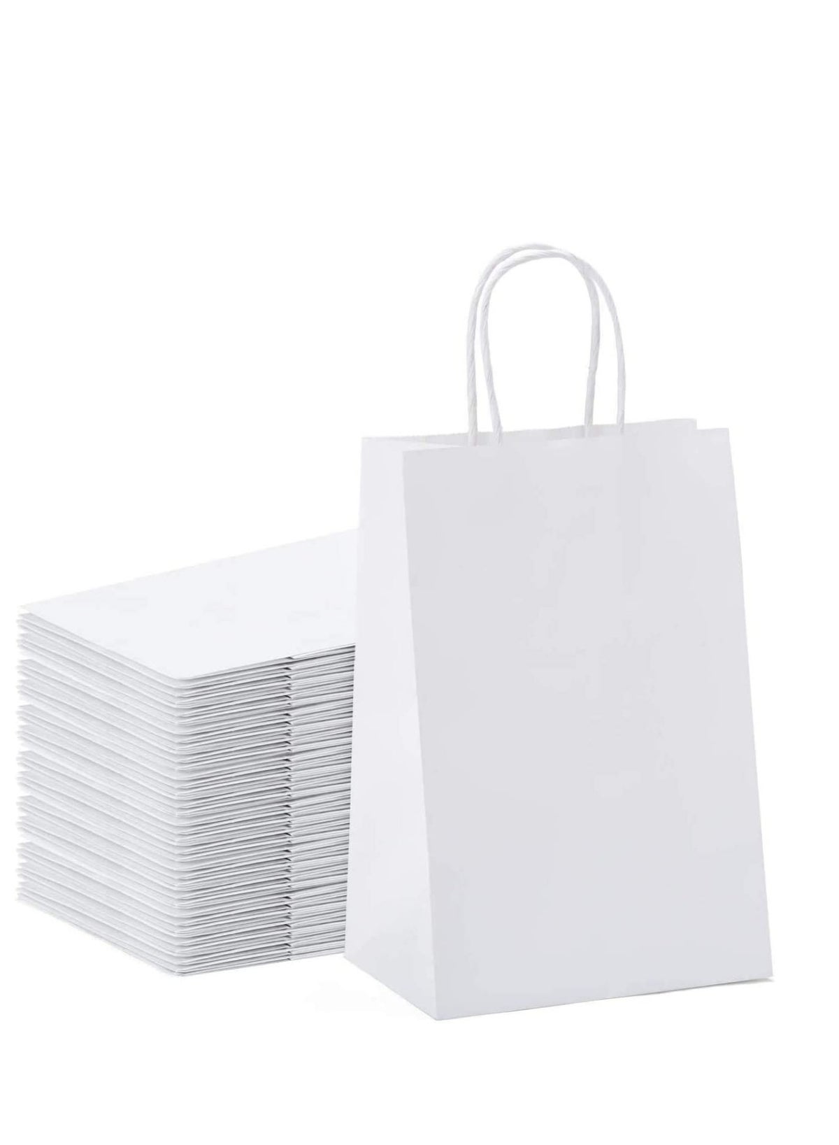 MARKQ [24 Bags] Kraft Paper bags with handles, 15 x 11 x 6 cm White ...