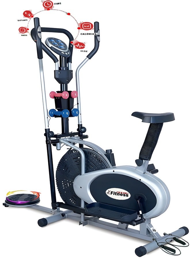 Fitness World An advanced 3-in-1 Orbitrek exercise bike with a rotating disc for waist sculpting ...