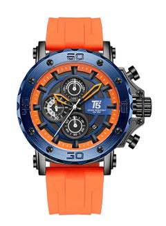 T5 Watches T5 Mens Chronograph Silicone Strap Watch H3865G-ORGBLU ...