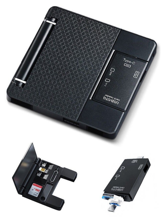 Necomi Multi-function Card Reader with Storage Box, 4-in-1 Port Type-C/Micro/USB/Lightning ...