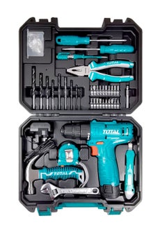 TOTAL TDLI12415 81 Piece Tool Set Cordless Screwdriver and Drill Set Li ...