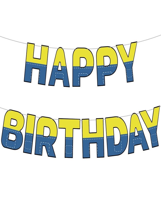 Gosknor Cartoon Happy Birthday Banner, Yellow and Blue Paper Cartoon ...