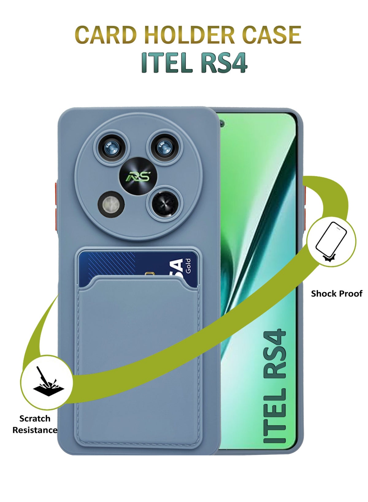 Generic Soft TPU Phone Cover for Itel RS4,Built-in Card Slot Holder ...