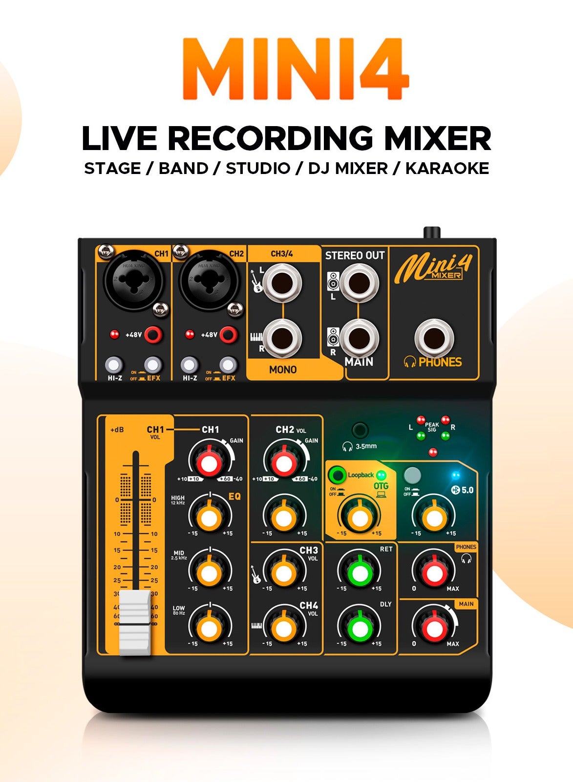 Generic Mini Four Way mixing console with OTG effect Live Broadcast ...