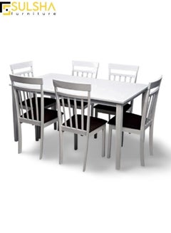ALWASIT HOME Modern Heavy Duty Solid 6 Seater Dining Table With Poshish Chair Set White | Best ...