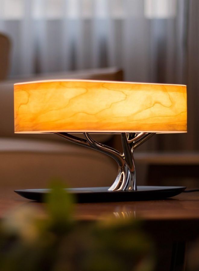 ArBo/Living Table Lamp Light Oak Wood with Bluetooth Connection and ...