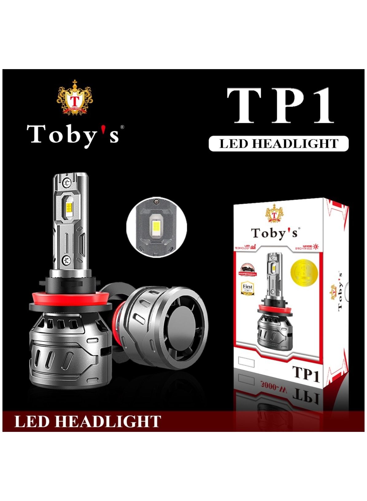 Toby's 2 Pieces H7 Car LED Headlight Bulbs Original 60W Power 6000 Lumens With Color Temperature ...