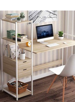 Taimi Computer Desk with 4 Tier Shelves for Home Office Writing Study ...