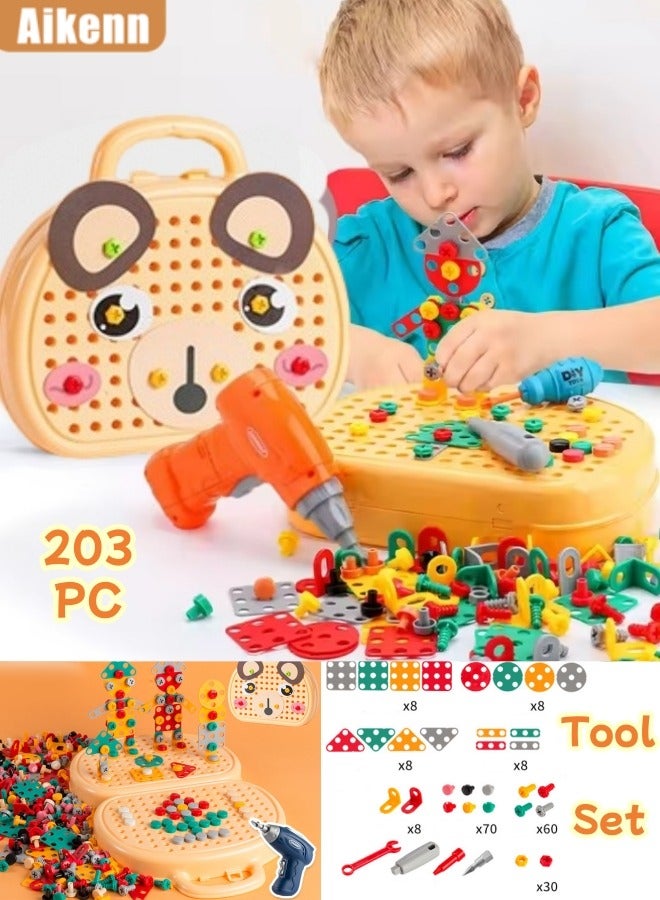 Aikenn 203-Piece Kids Repair Tool Box Screw Toy Box Construction ...