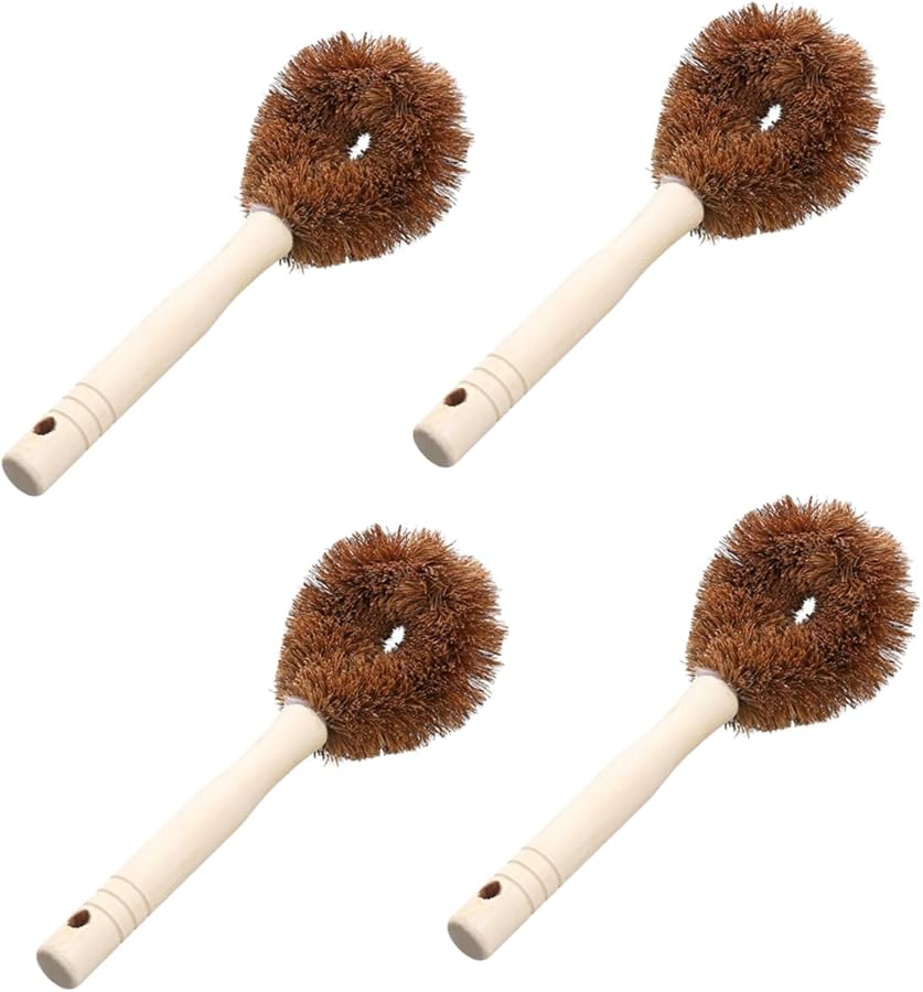 Generic 4Pcs Long Handle Coconut Fiber Pot Brush for Kitchen Pans Sinks ...