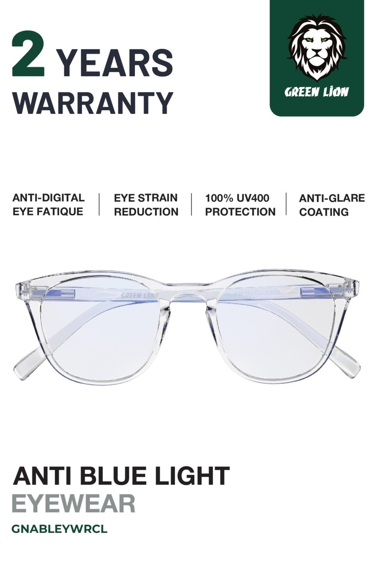 GREEN LION Anti Blue Light Glasses Eyewear with 100% UV400 Protection ...
