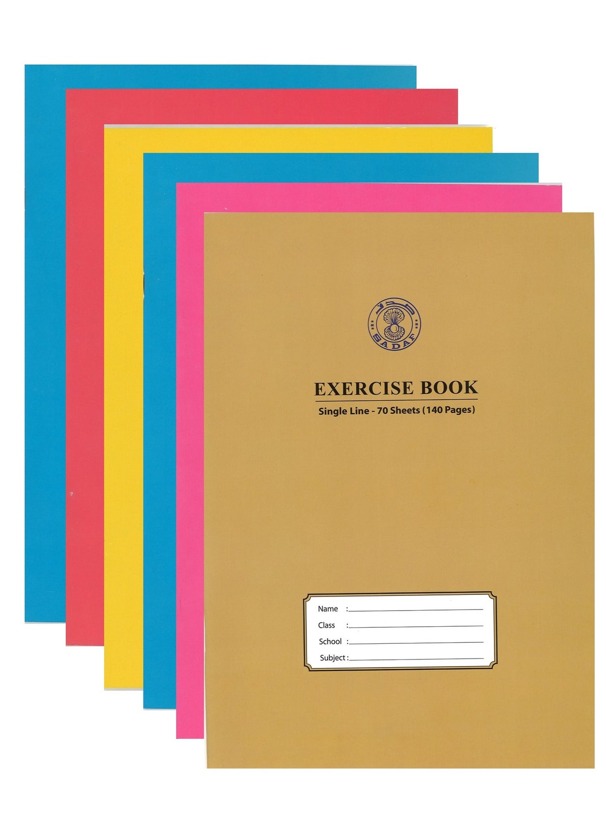 Sadaf 6-Piece A4 Size Single Lined Notebook 70 Sheets Assorted Colours ...